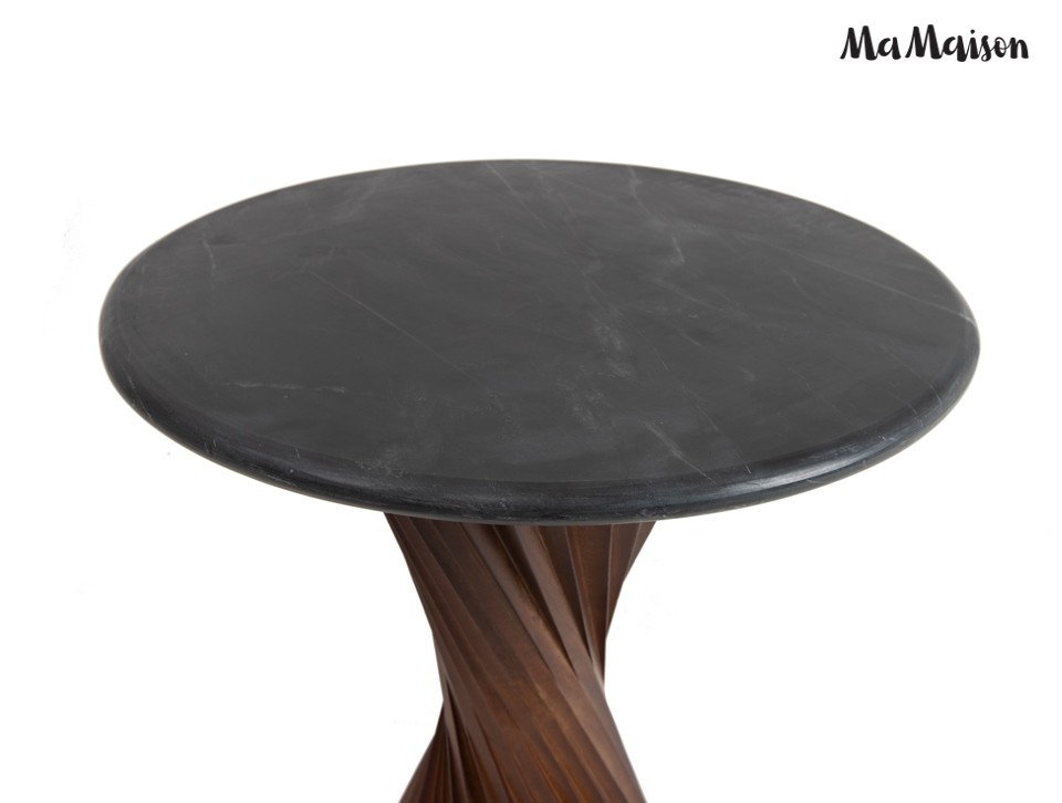MaMaison stolik TANGO 45 czarny marmur / drewno mango | Living-Home